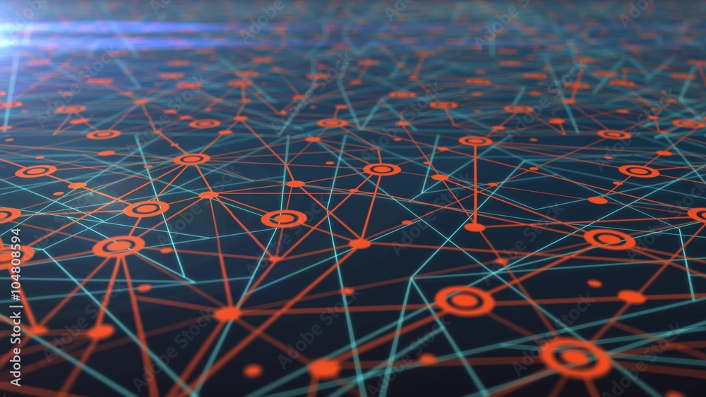 Seamless 3D animation of a great network map with coordinate line and ...