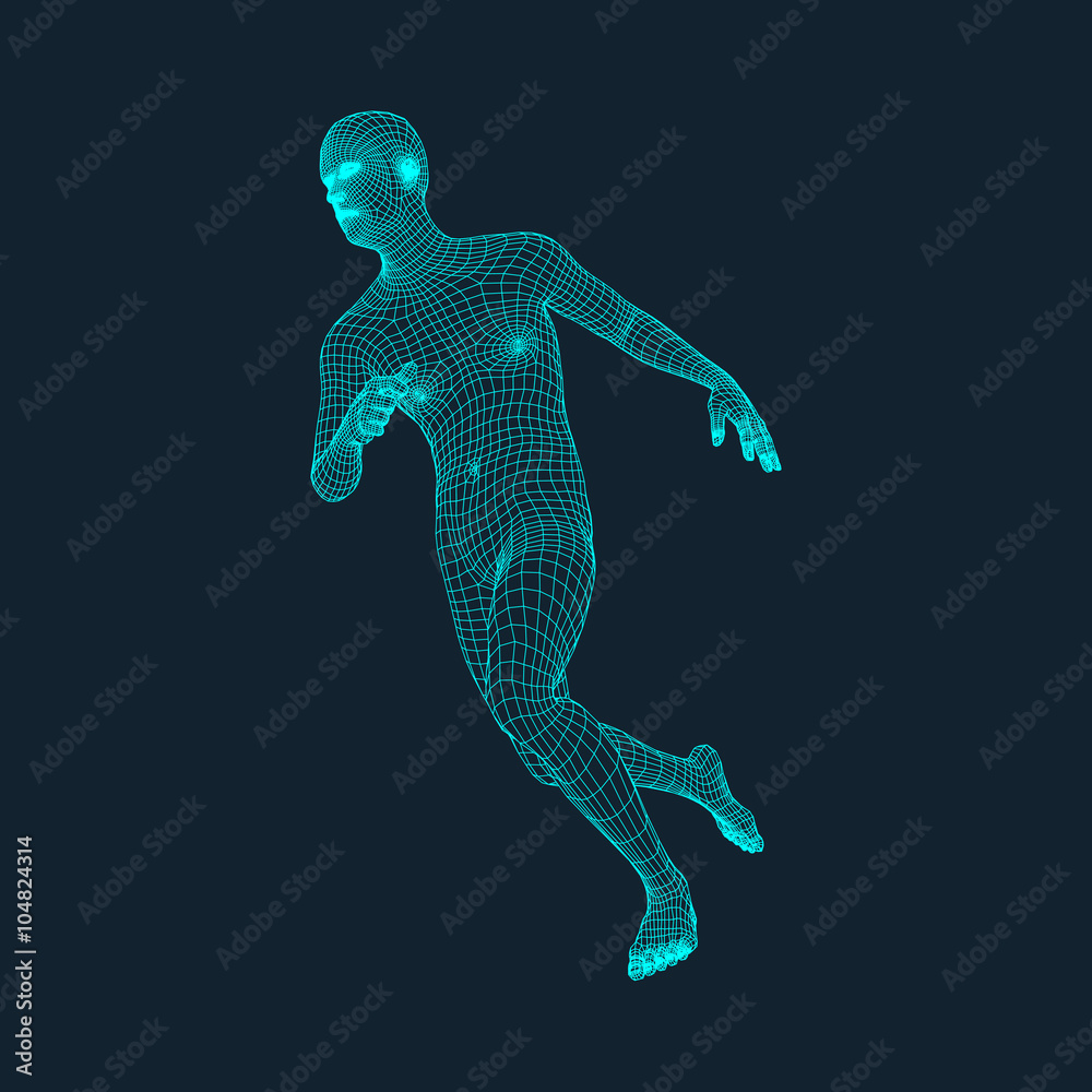 Running Man. Polygonal Design. 3D Model of Man. Geometric Design ...