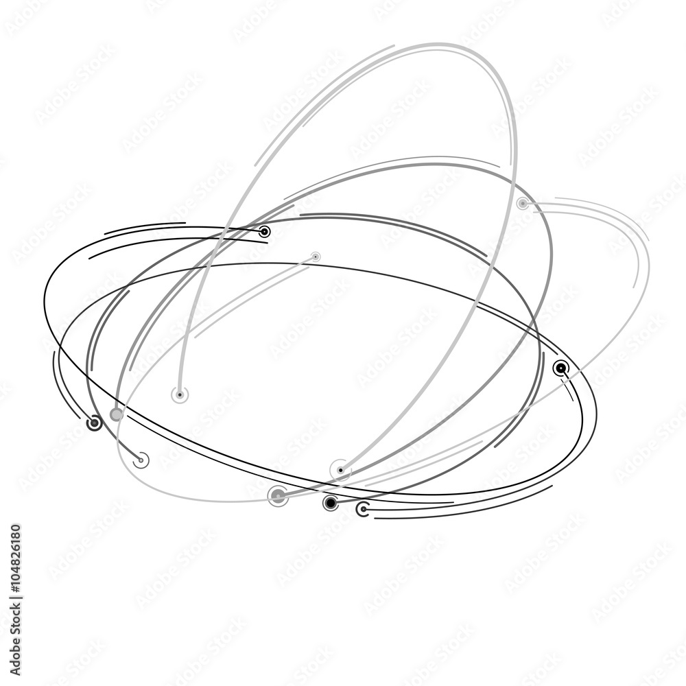 Vector orbit lines. Modern pattern with round stripes and points ...