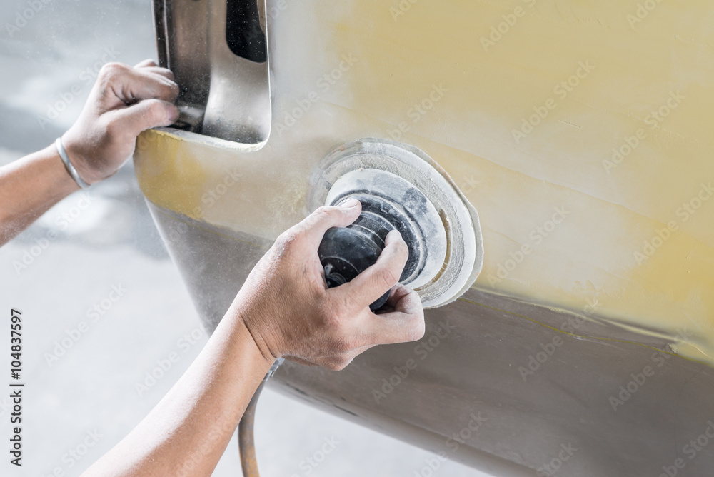 Auto body repair series : Sanding paint Stock Photo | Adobe Stock