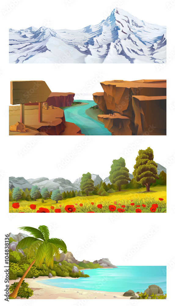 Nature landscape vector set Stock Vector | Adobe Stock
