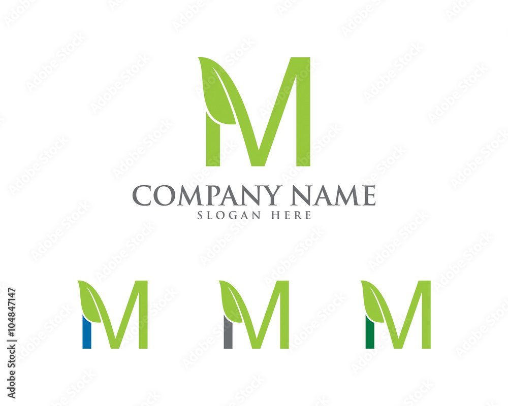 Letter M and leaf 1 Stock Vector | Adobe Stock
