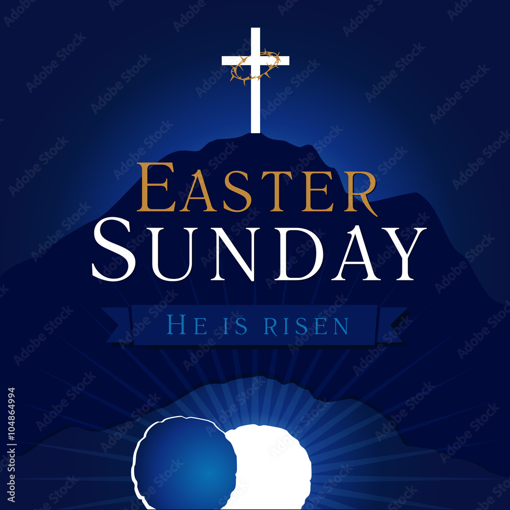 Easter sunday holy week calvary tomb card. Template invitation to an ...
