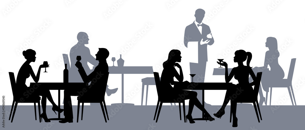 People Sitting At Table Silhouette