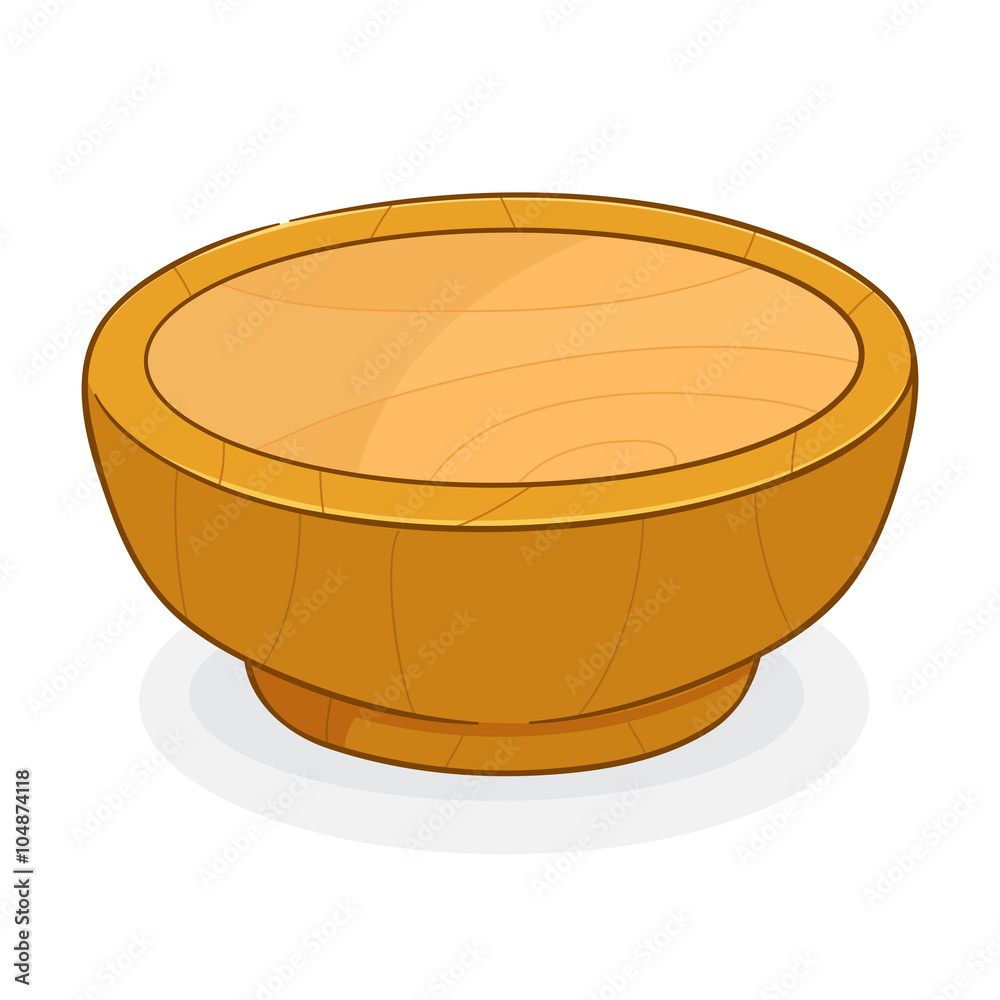 Wooden Bowl Vector Illustration Stock Vector | Adobe Stock