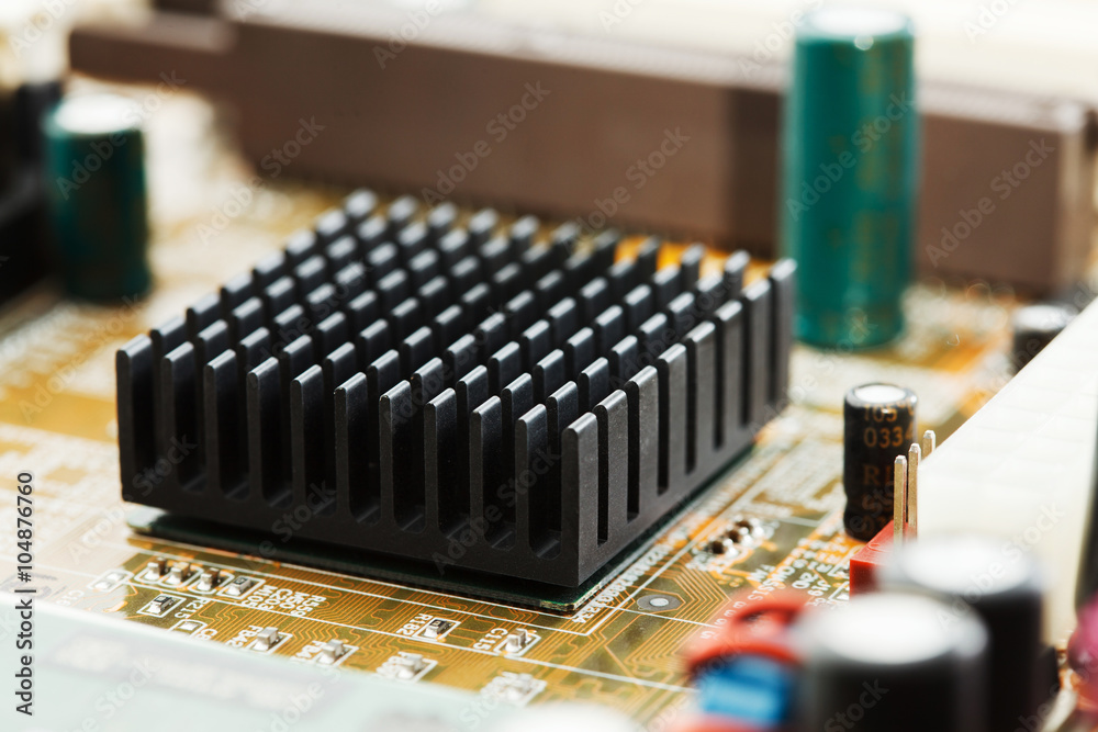electronic circuit of motherboard, close-up Stock Photo | Adobe Stock