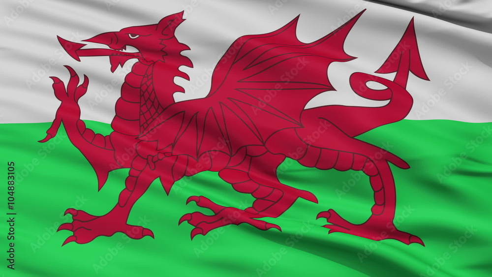 Wales Flag Close Up Realistic Animation Seamless Loop - 10 Seconds Long ...