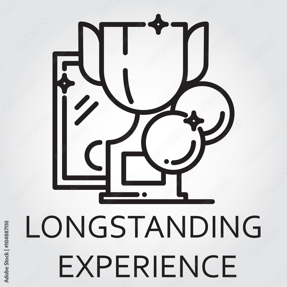 Black flat line vector icon with a picture of wide experience as award ...