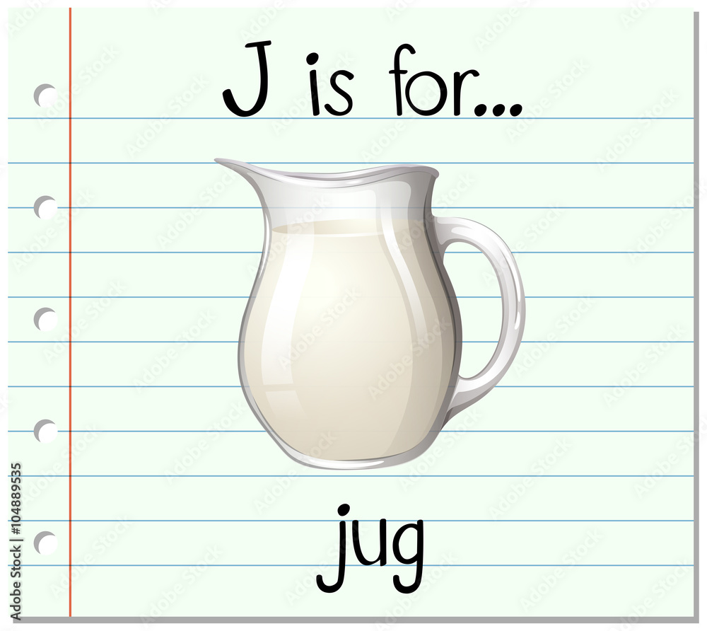 Flashcard letter J is for jug Stock Vector | Adobe Stock