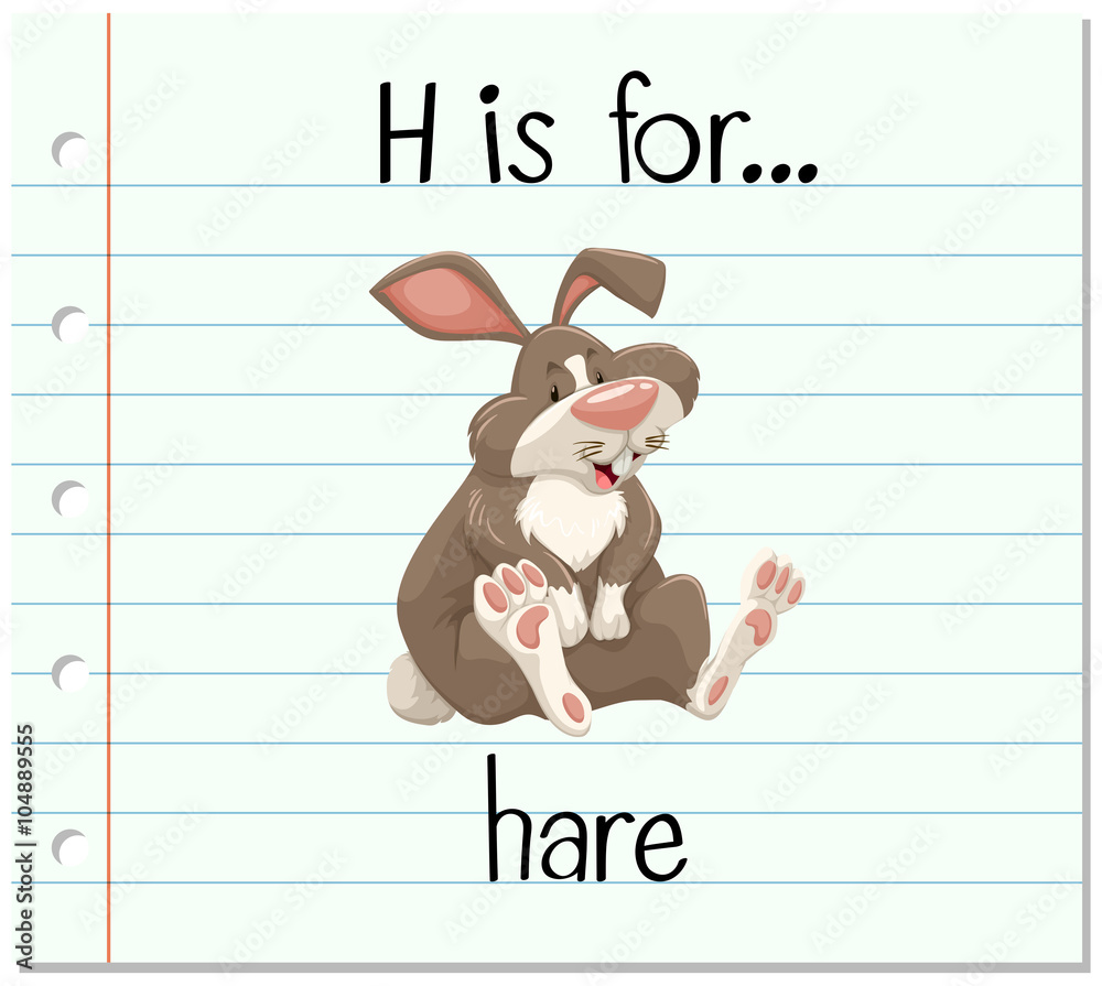 Flashcard letter H is for hare Stock Vector | Adobe Stock