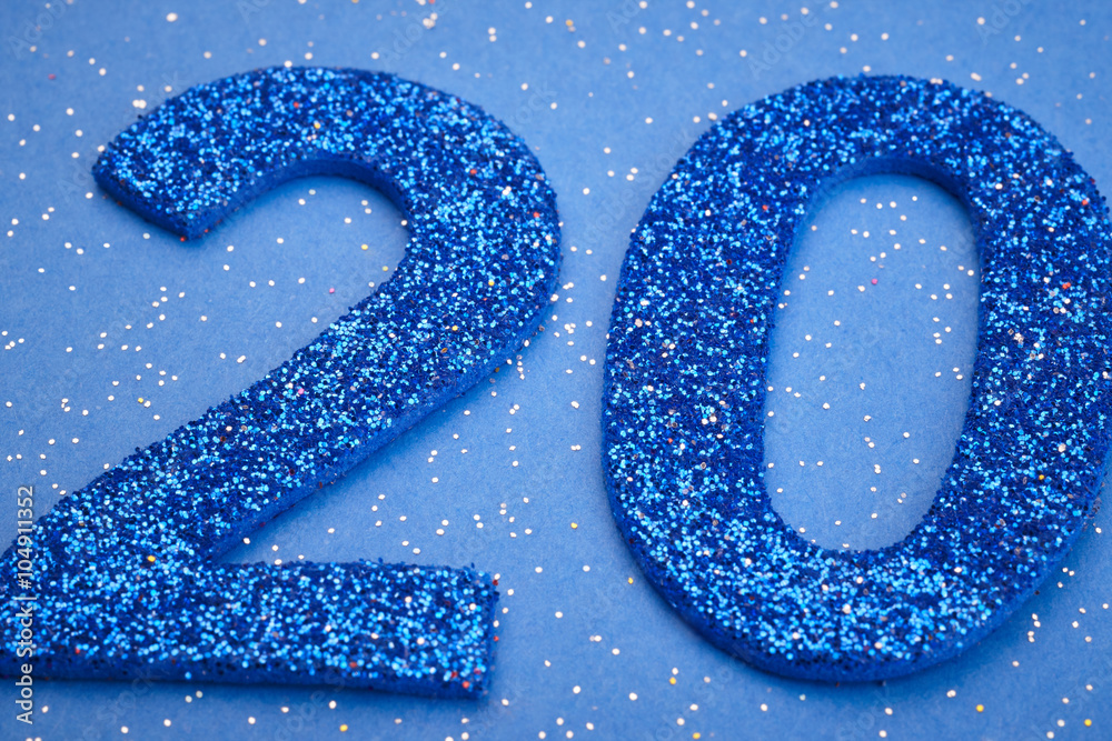 Number twenty blue color over a blue background. Anniversary Stock ...