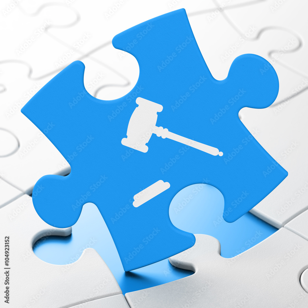Law concept: Gavel on puzzle background Stock-Illustration | Adobe Stock