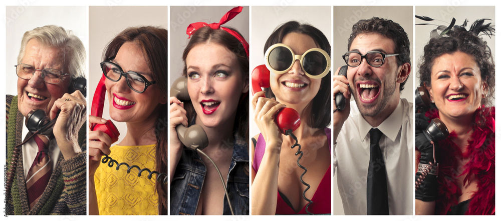 Happy people talking on the phone Stock Photo | Adobe Stock