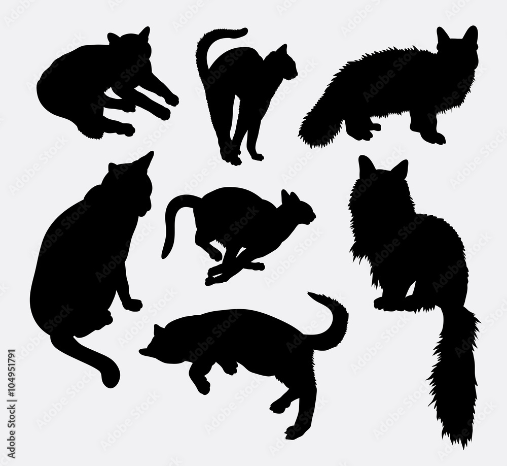 Cat pet animal activity silhouette. Good use for symbol, logo, web icon ...