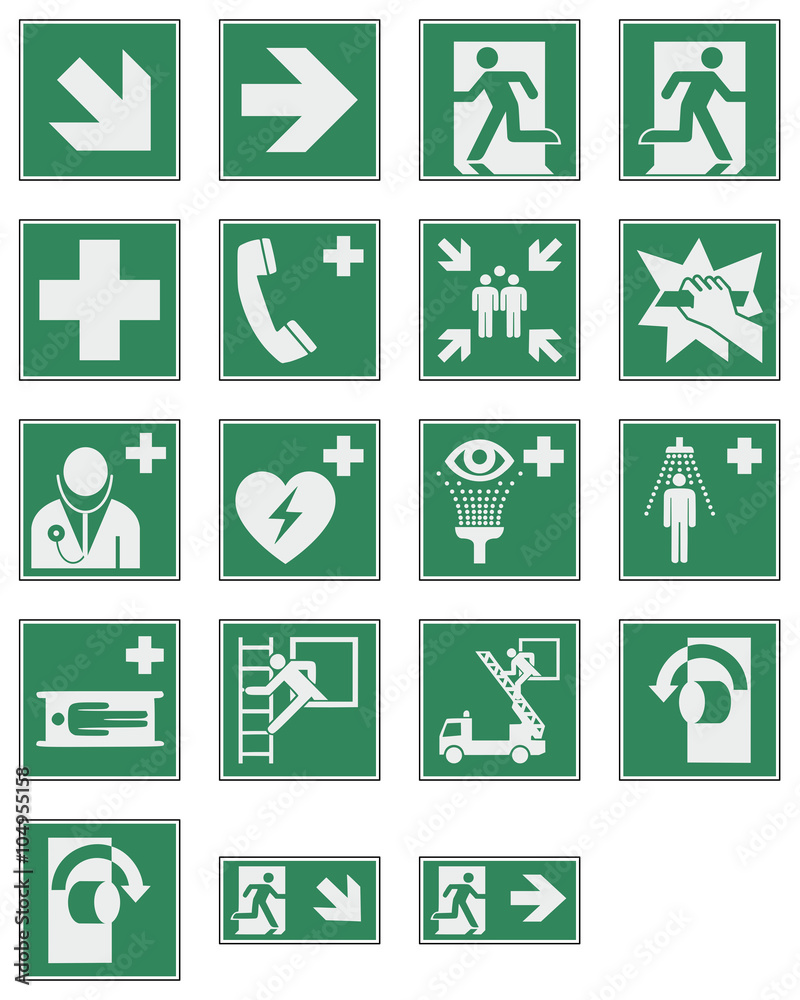 Set Rettungszeichen Din En Iso 7010 - Stock - GamesAgeddon