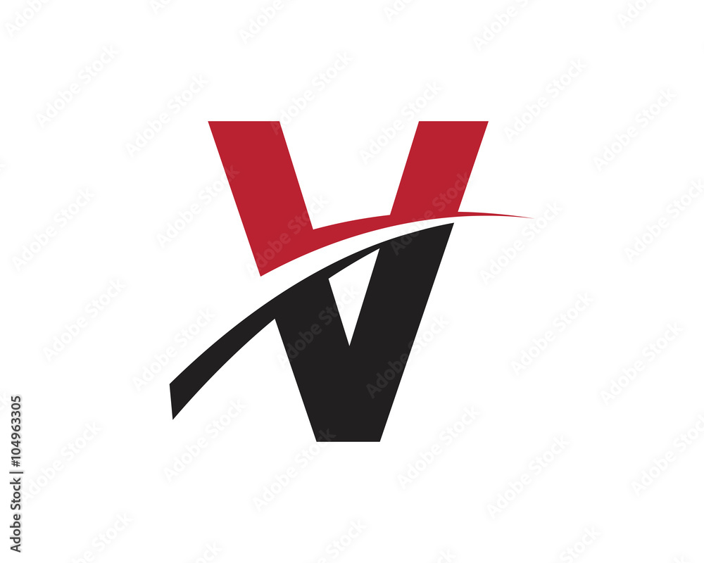 V red letter swoosh logo Stock Vector | Adobe Stock