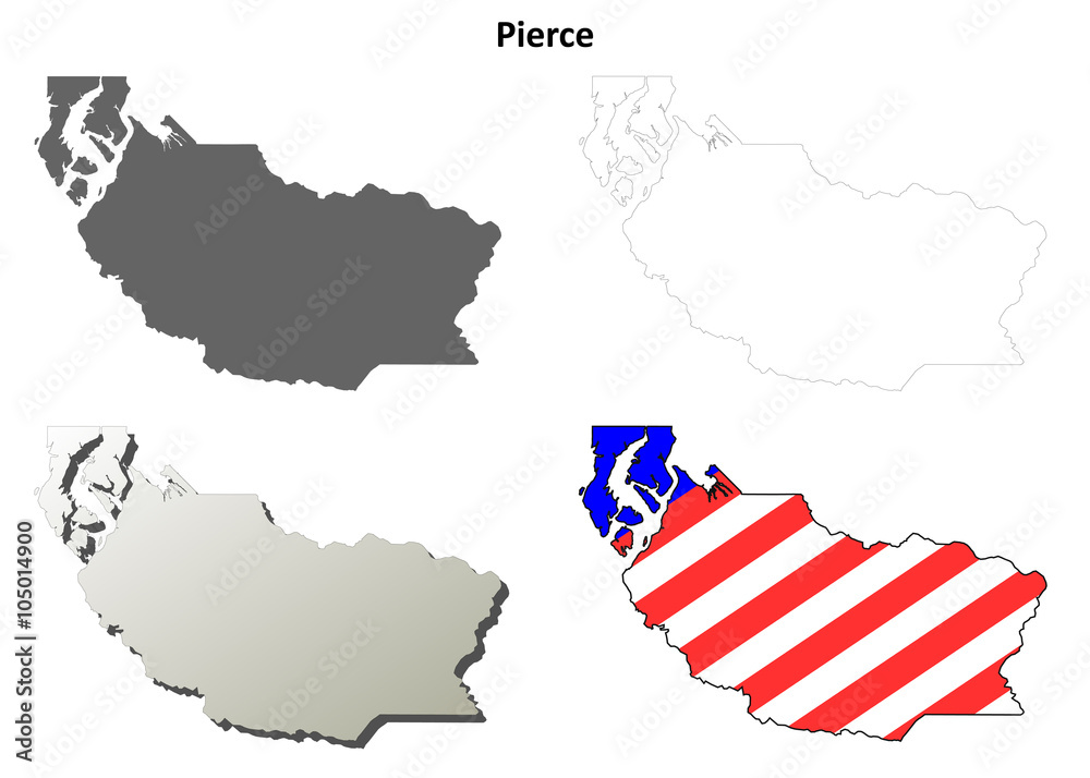 Pierce County, Washington outline map set Stock Vector | Adobe Stock