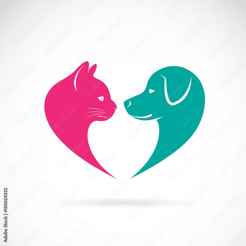 Vector image of an dog and cat on a white background Stock Vector ...