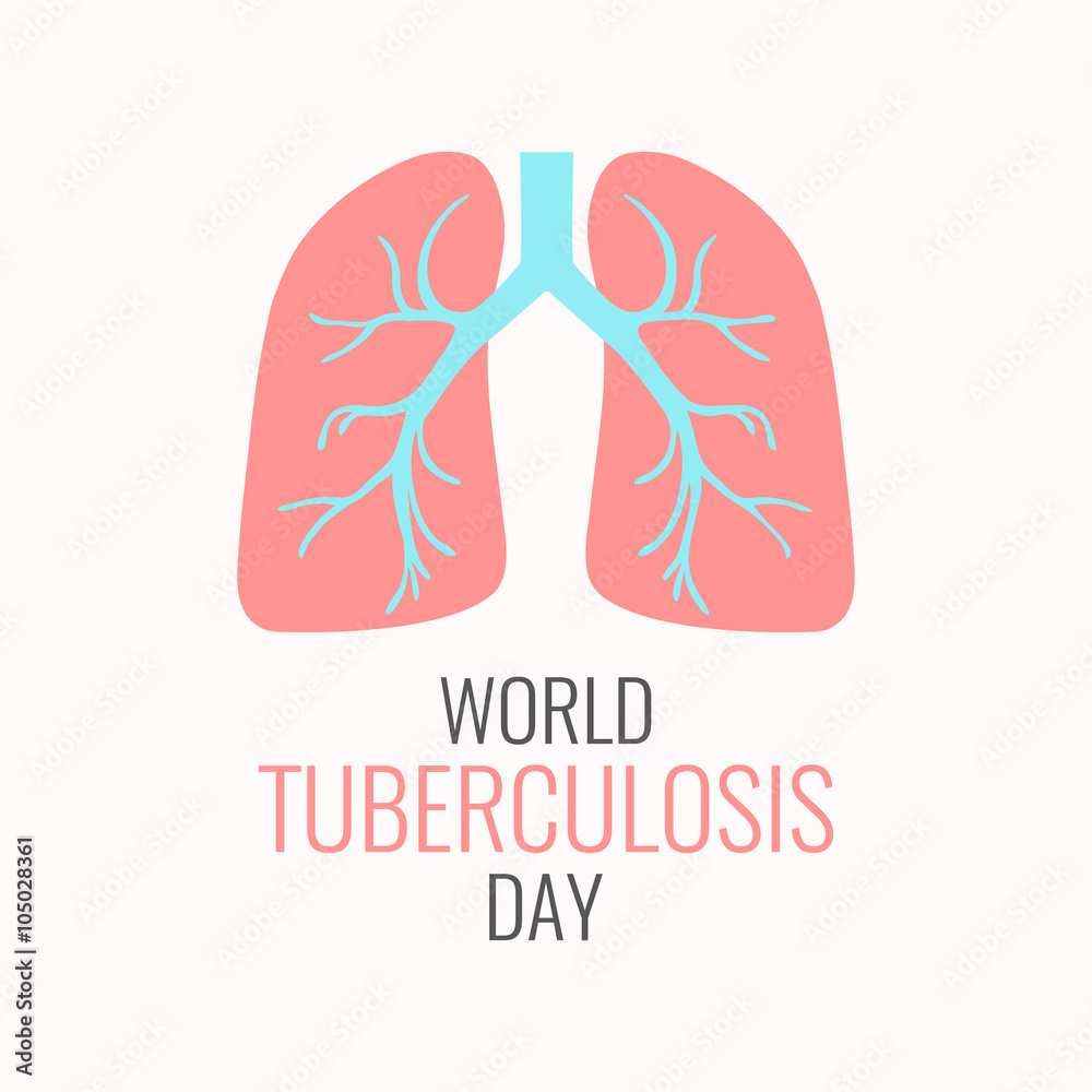 World Tuberculosis Day poster with illustration of lungs. Tuberculosis ...