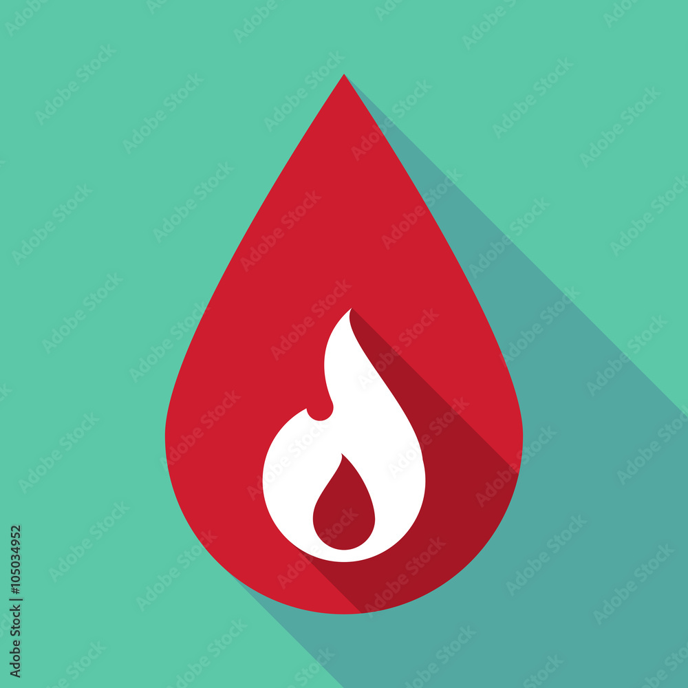 Long shadow blood drop with a flame Stock Vector | Adobe Stock