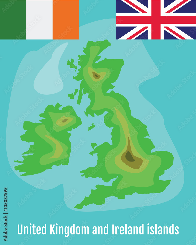 Map of United Kingdom and Ireland Islands. School Geography Map. Great ...