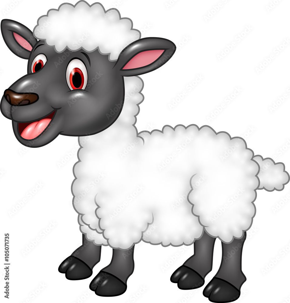 Cartoon funny sheep isolated on white background Stock Vector | Adobe Stock