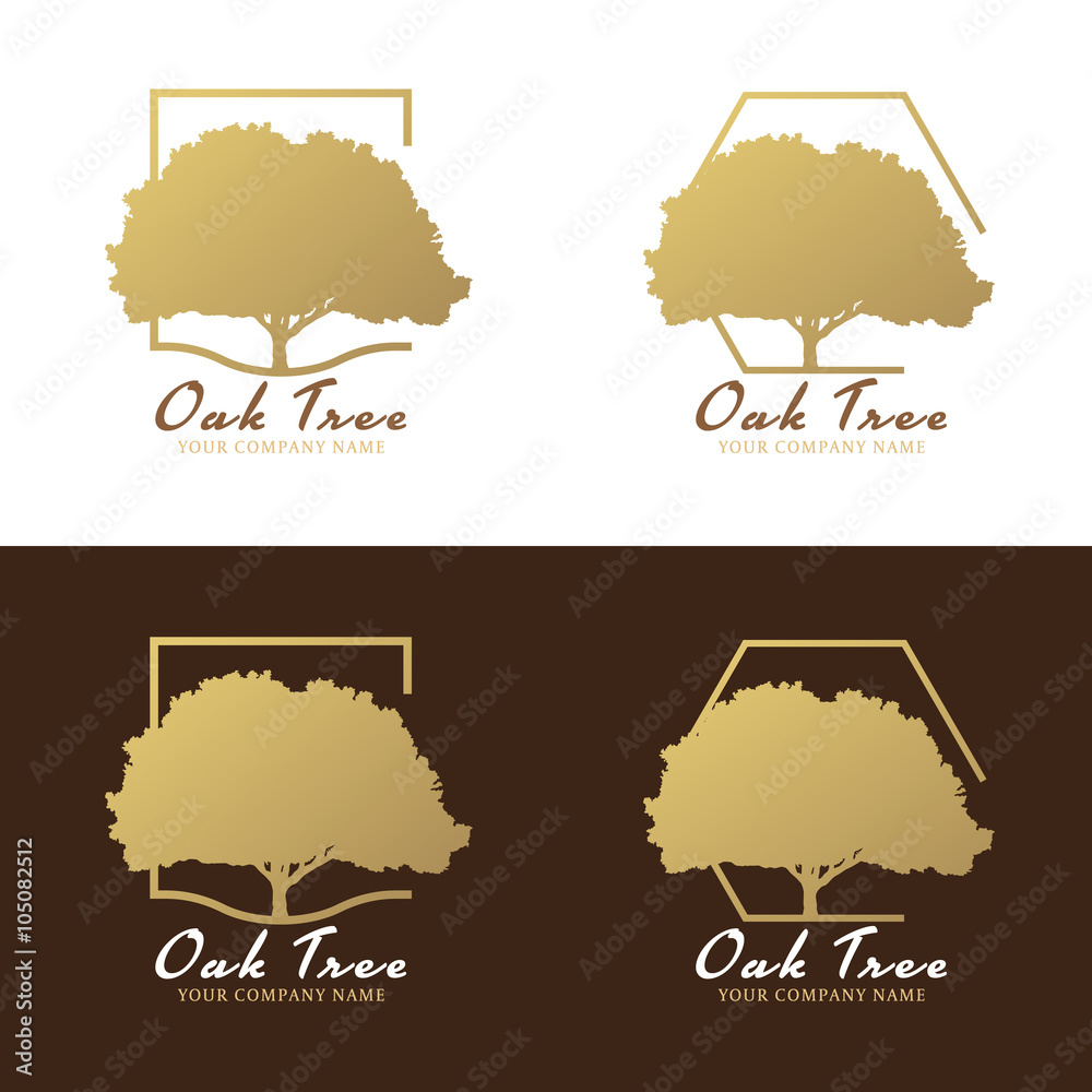 Gold and brown Oak tree logo vector design Stock Vector | Adobe Stock