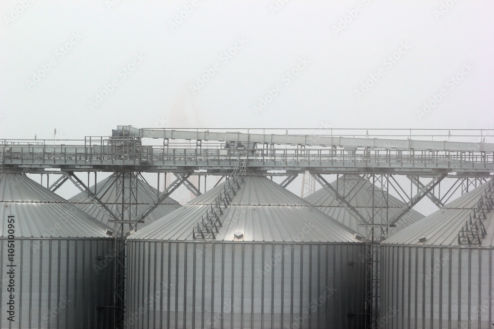 Grain terminal tanks in dense fog, Odessa, Ukraine Stock Photo | Adobe ...