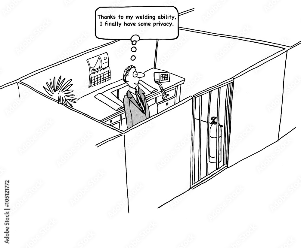 Business cartoon about life in a cubicle. Stock-Illustration | Adobe Stock