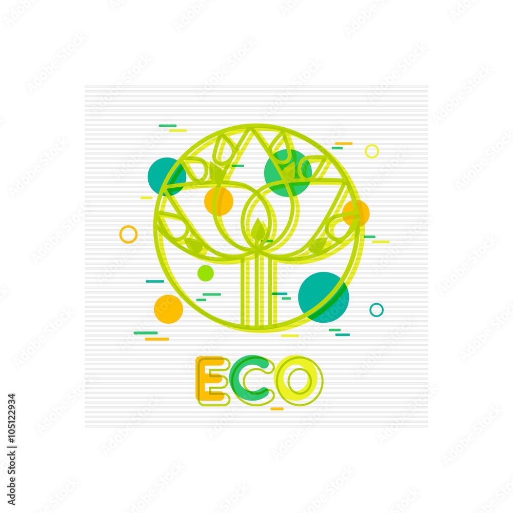 Eco Concept background with abstract tree. Eco vector banner. Eco ...
