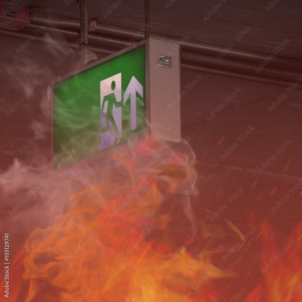 Fire in building - emergency exit Stock Photo | Adobe Stock