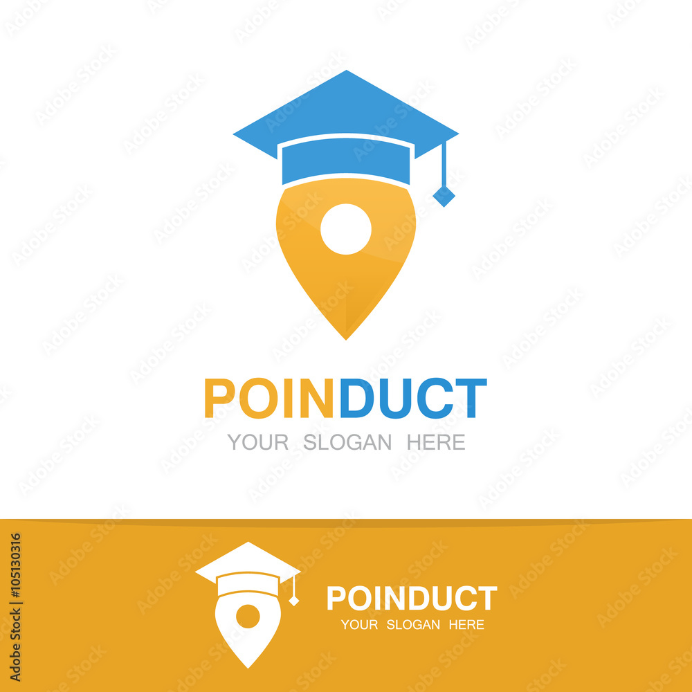Vector graduation cap and map pointer logo concept Stock Vector | Adobe ...