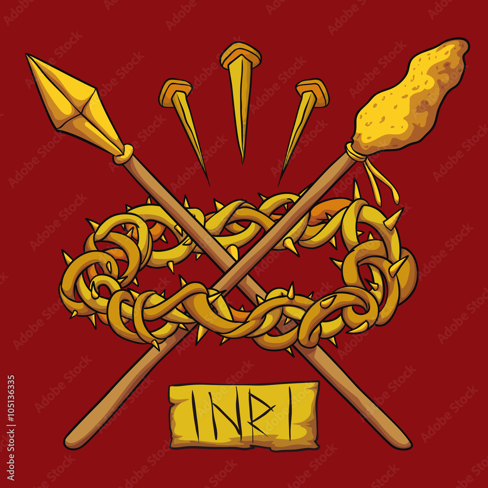 Symbols for Crucifixion of Jesus in Good Friday, Vector Illustration ...