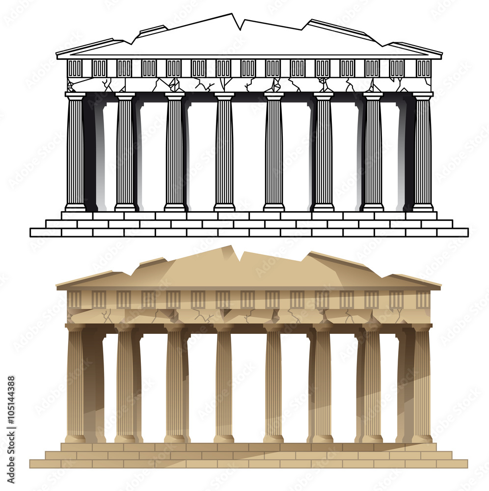 PARTHENON, ATHENS. vectors of european monuments. EPS 10 Stock Vector ...