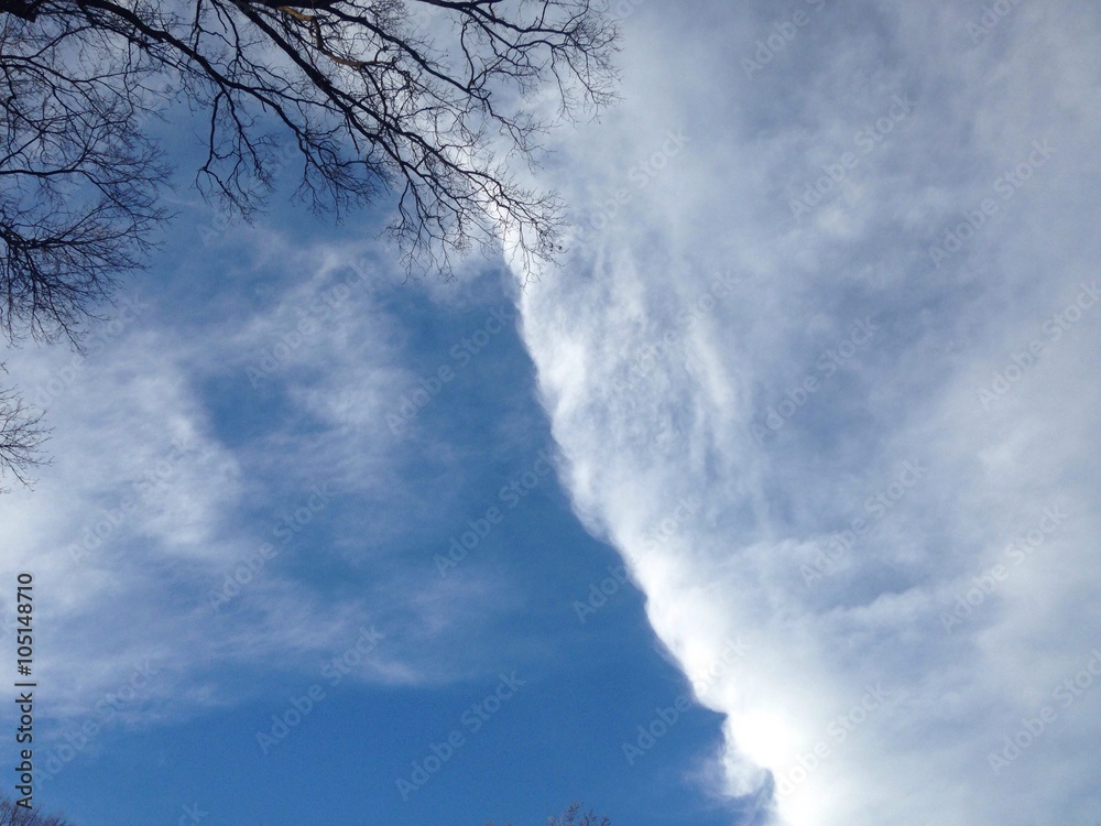 partly cloudy sky in winter Stock Photo | Adobe Stock