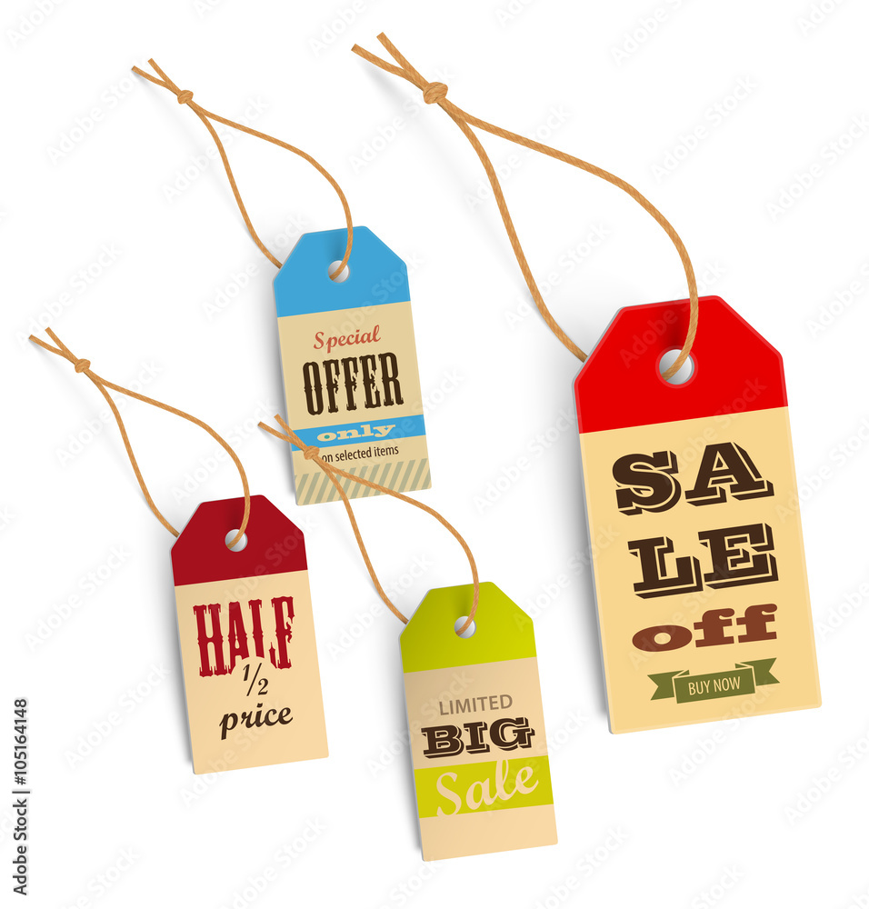 Price tags isolated on white background. Vector illustraion. It can be ...