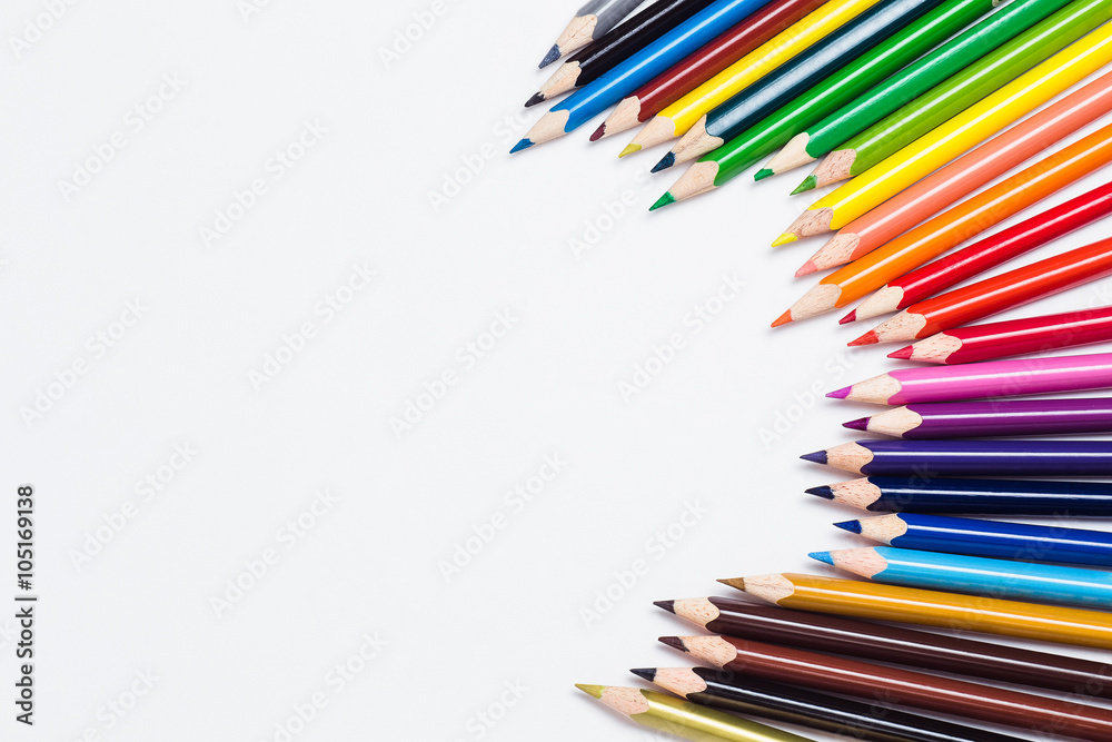 Colored pencils on white background Stock Photo | Adobe Stock