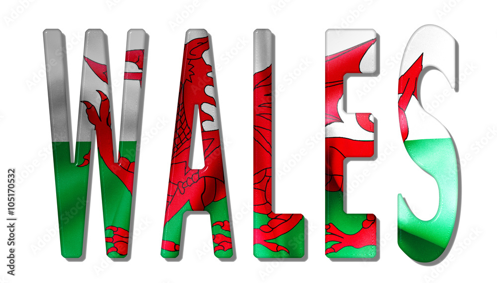 Wales Word With Flag Texture Stock Illustration | Adobe Stock