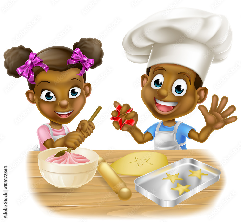 Cartoon Children Bakers Stock Vector | Adobe Stock