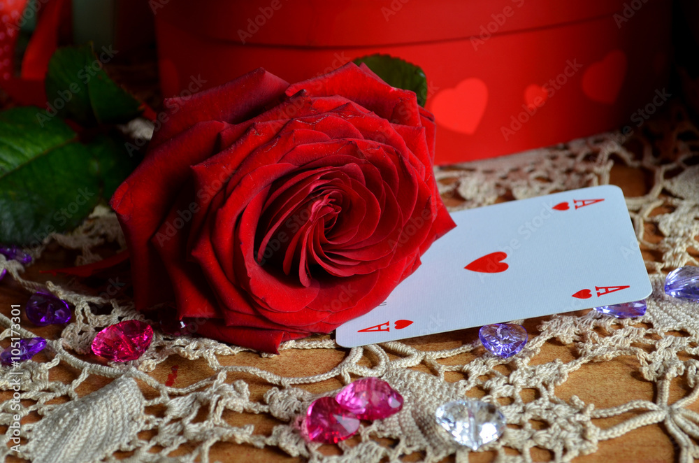 Foto Stock Rosa rossa - poker | Adobe Stock
