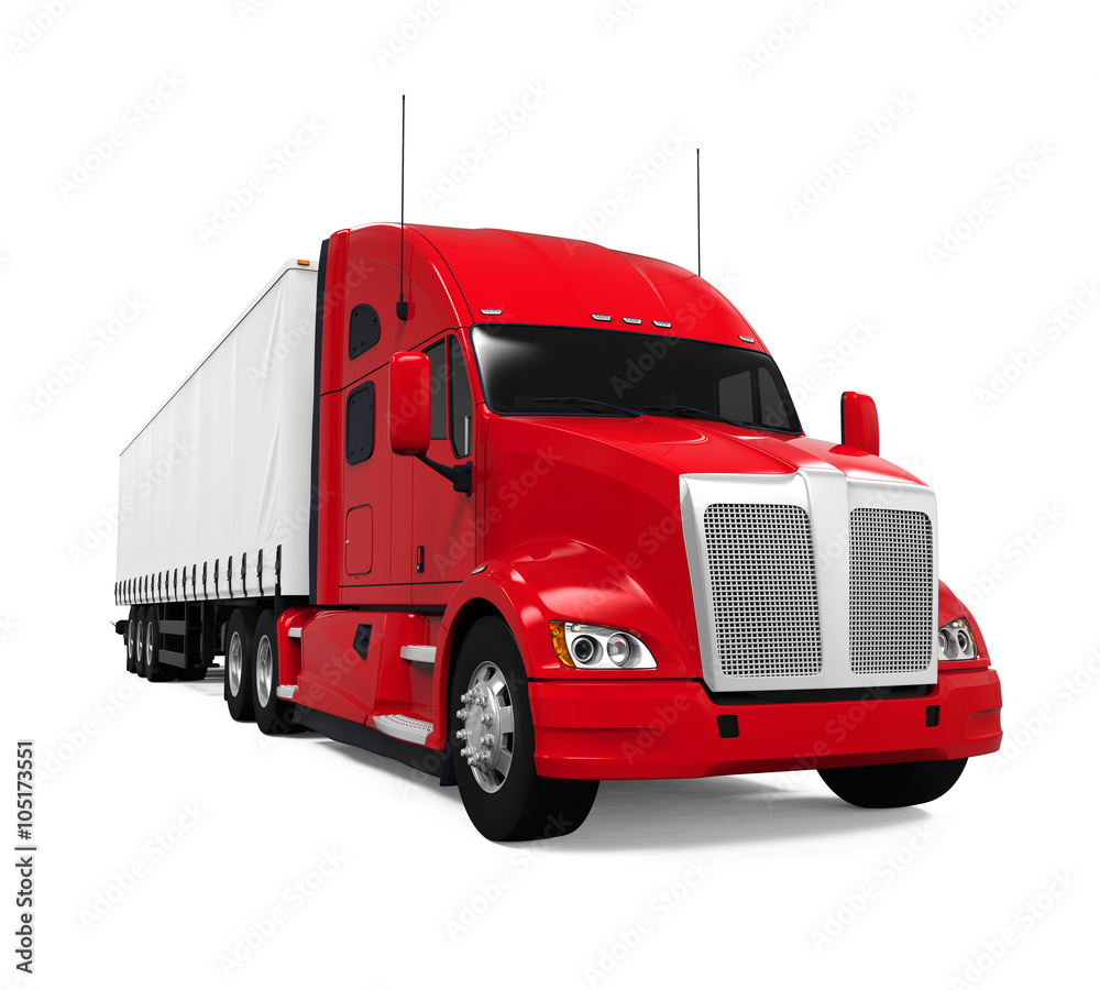 Red Trailer Truck Stock Illustration | Adobe Stock