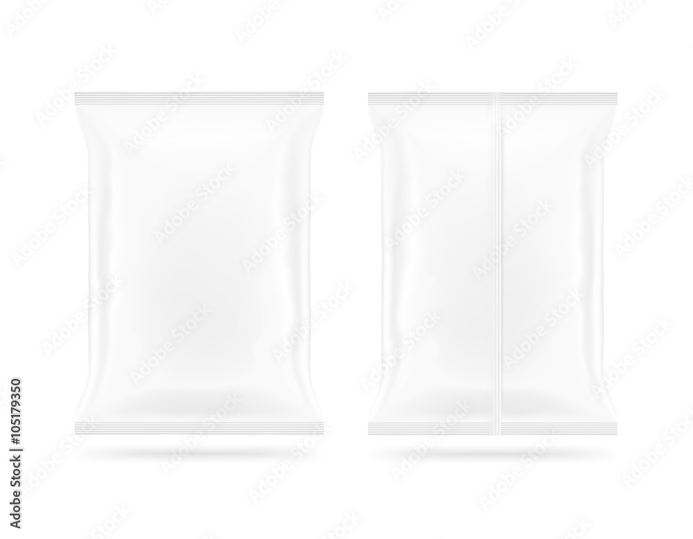 Blank white snack bag mock up front and back side isolated. Stock ...