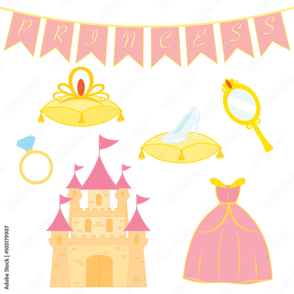 Princess elements Stock Vector | Adobe Stock