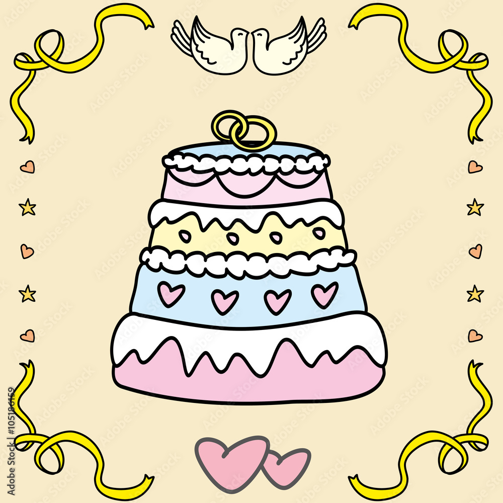 Vector illustration of wedding cake. Stock Illustration | Adobe Stock