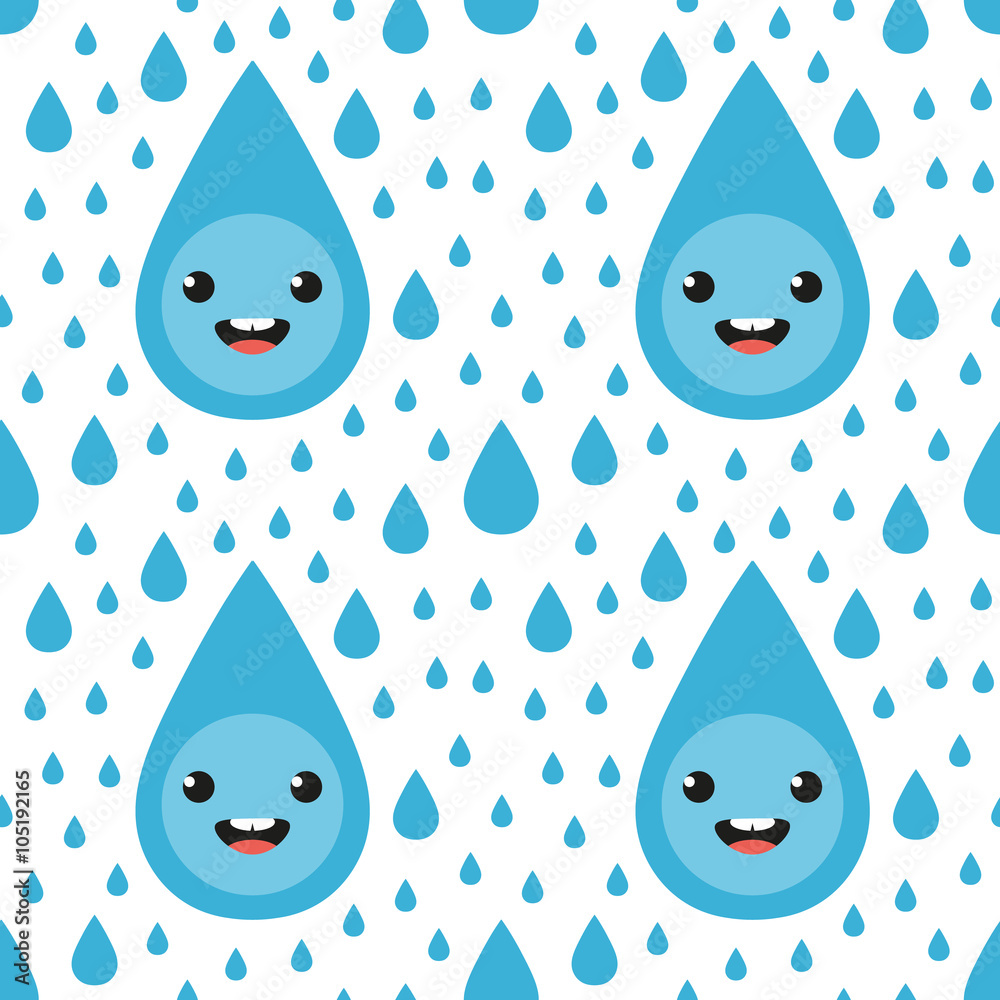 Cute and funny cartoon character water drops seamless pattern ...