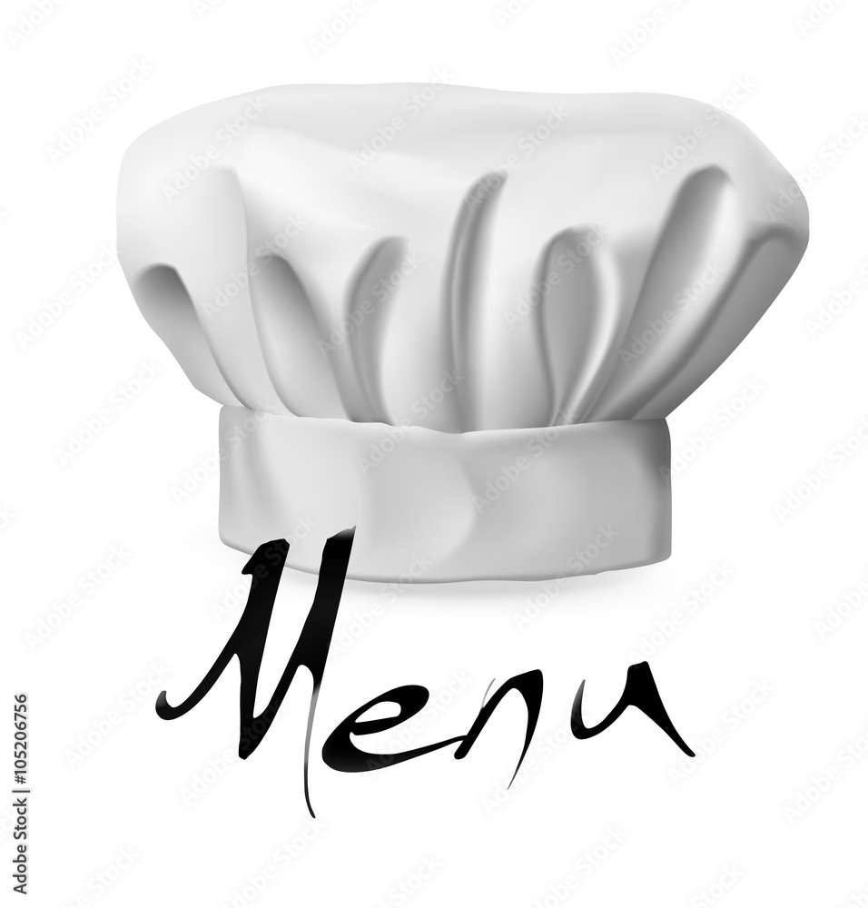 Chef hat for menu isolated on white background. Vector illustration. It ...