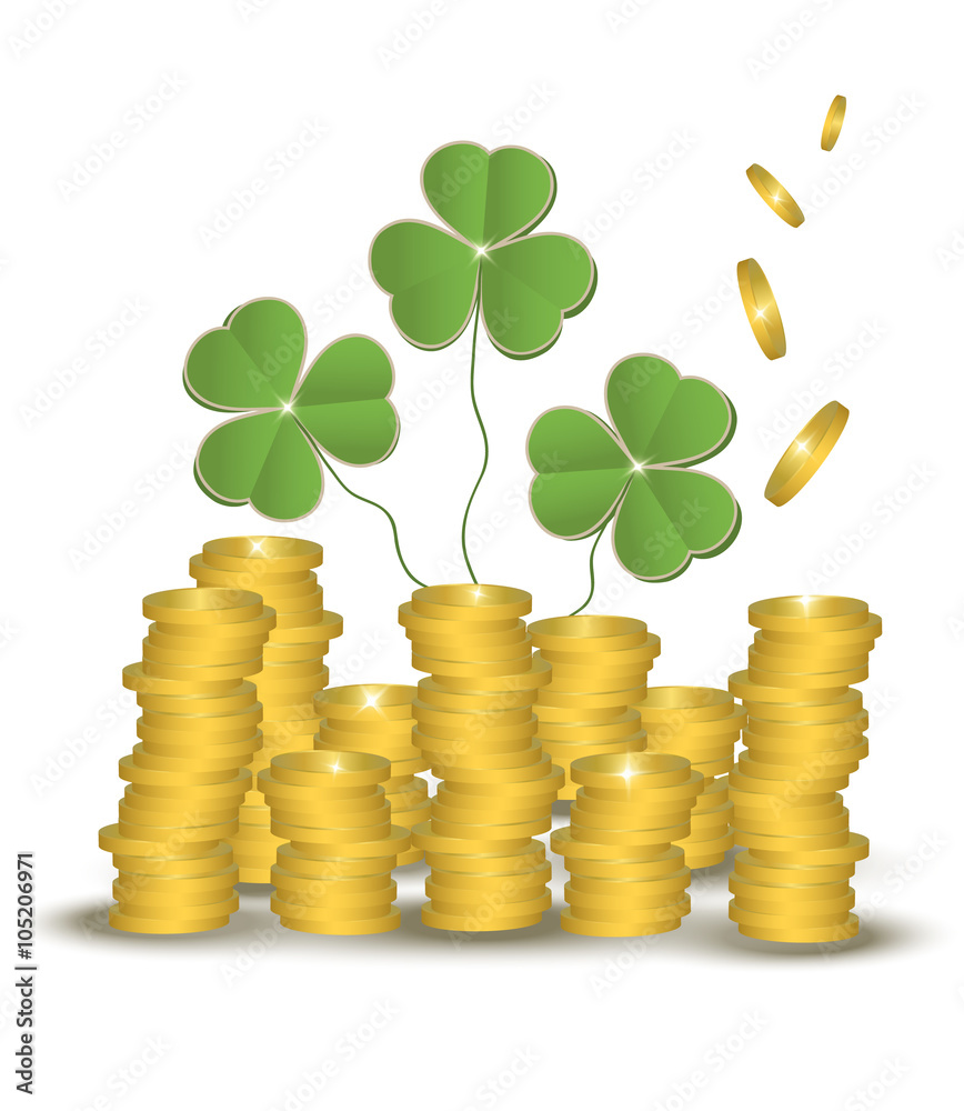 Money coin shamrock saving , St. Patrick day vector Stock Vector ...