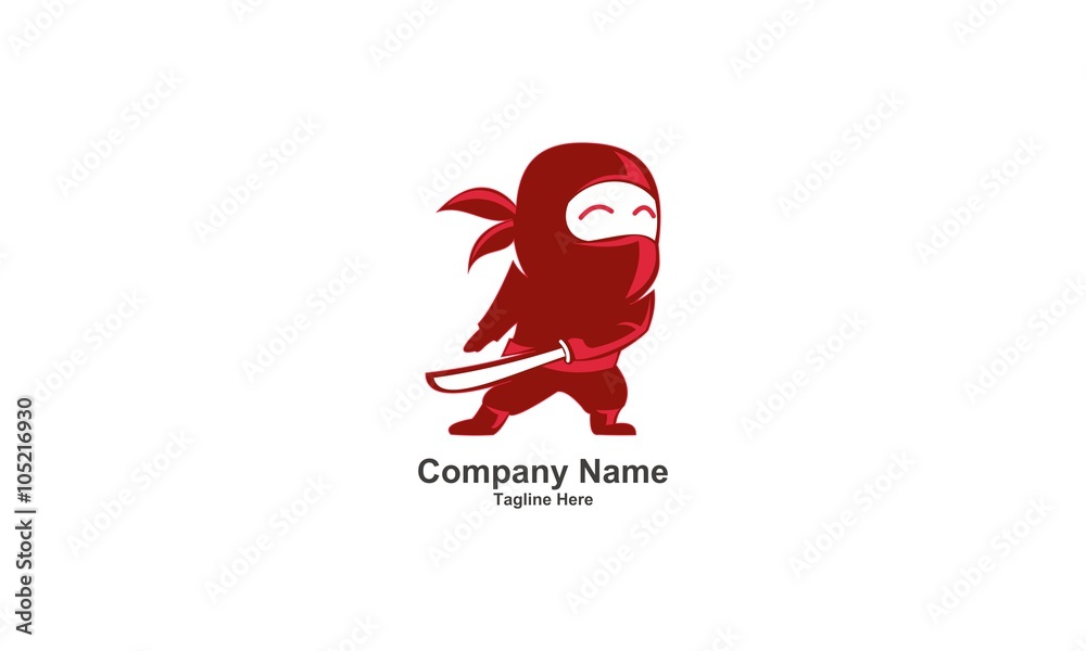 Vettoriale Stock Red Cute Ninja Kids Logo | Adobe Stock