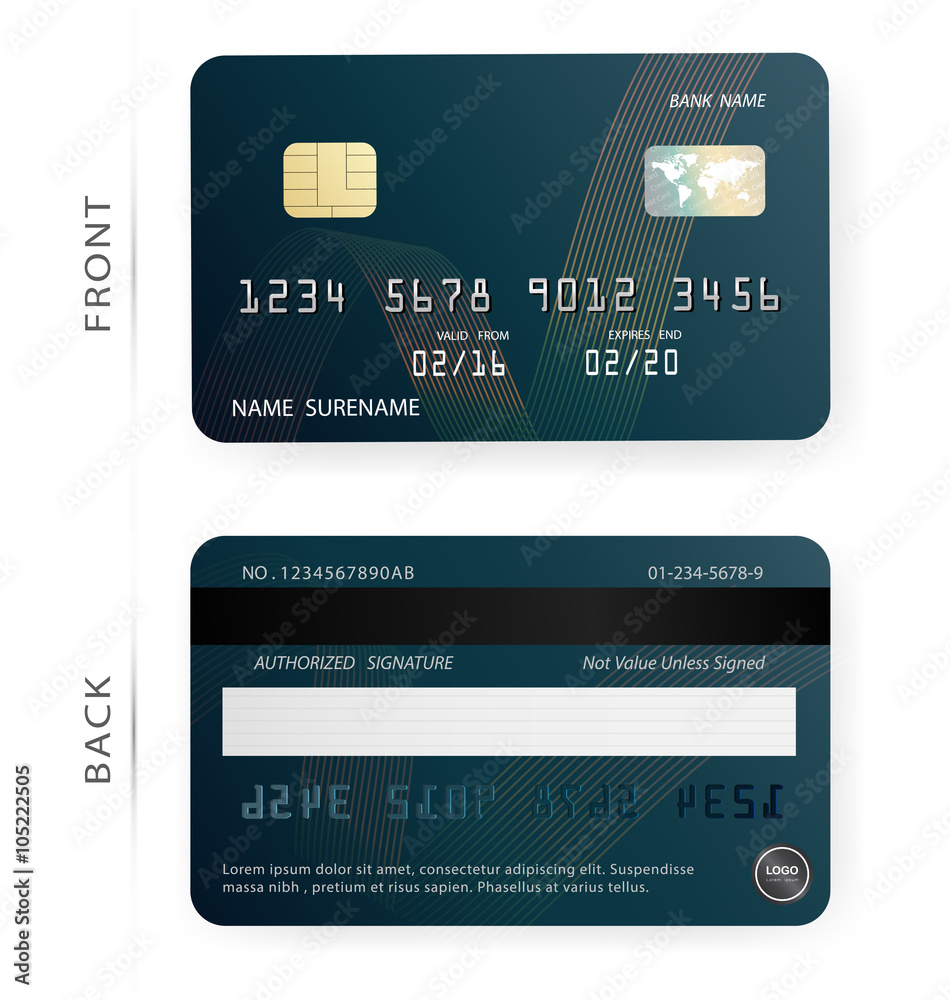 Vector/Blue and abstract line patterns background credit debit card ...