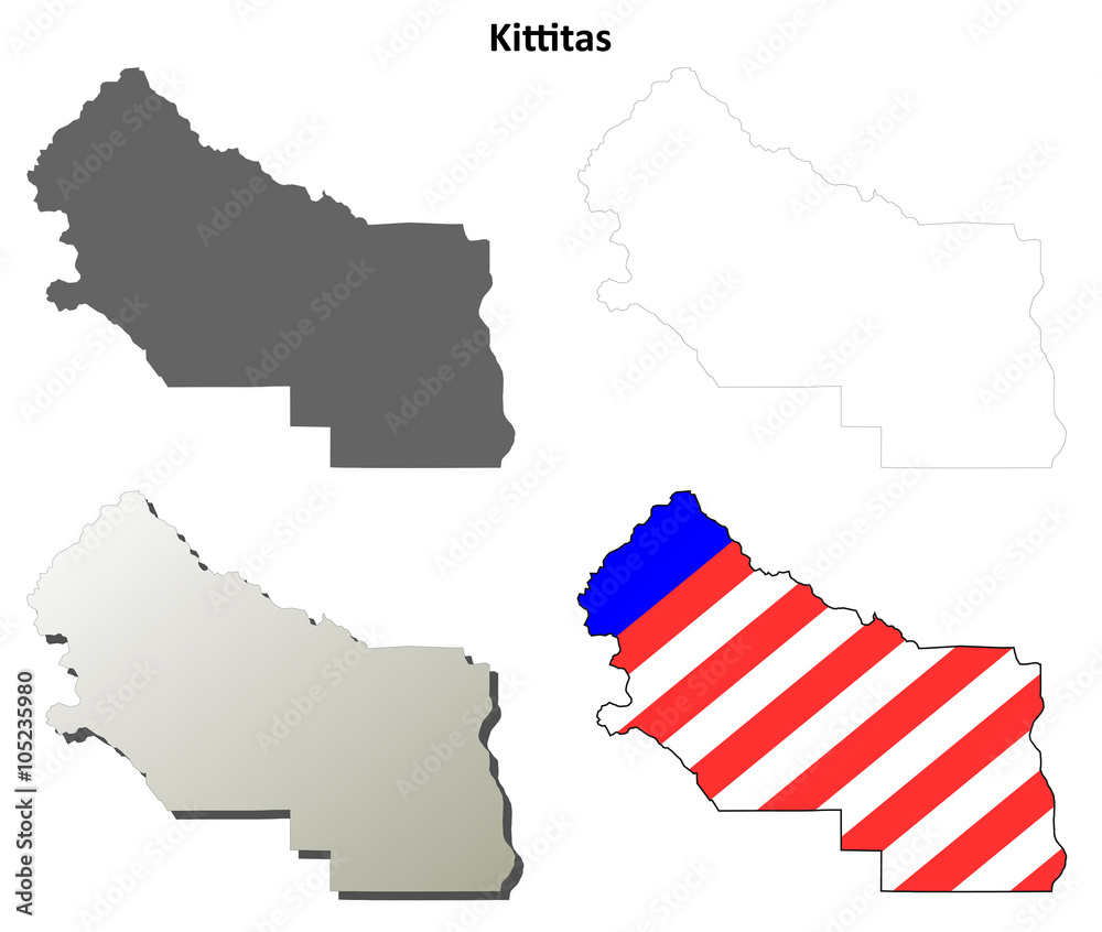 Kittitas County, Washington outline map set Stock Vector | Adobe Stock
